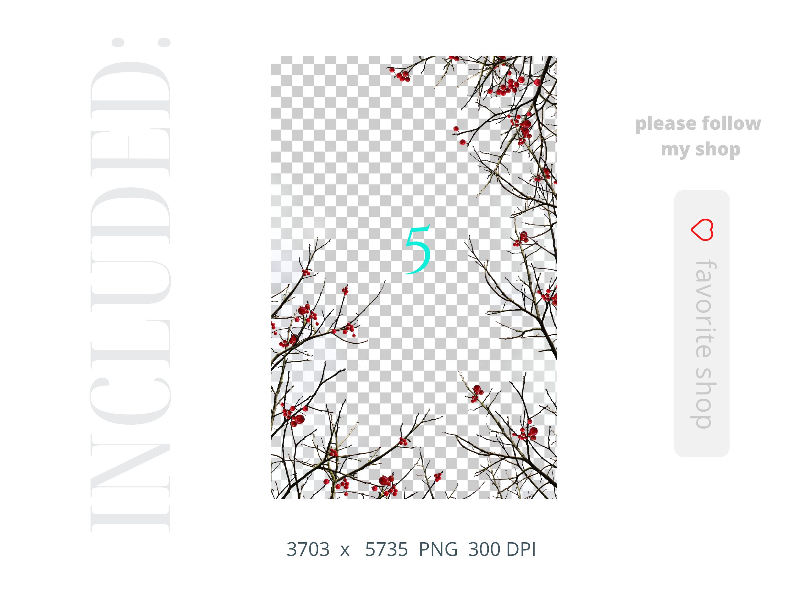 Winter Berry PNG Overlay Transparent PNG Winter Bush Overlay Branch Png ...