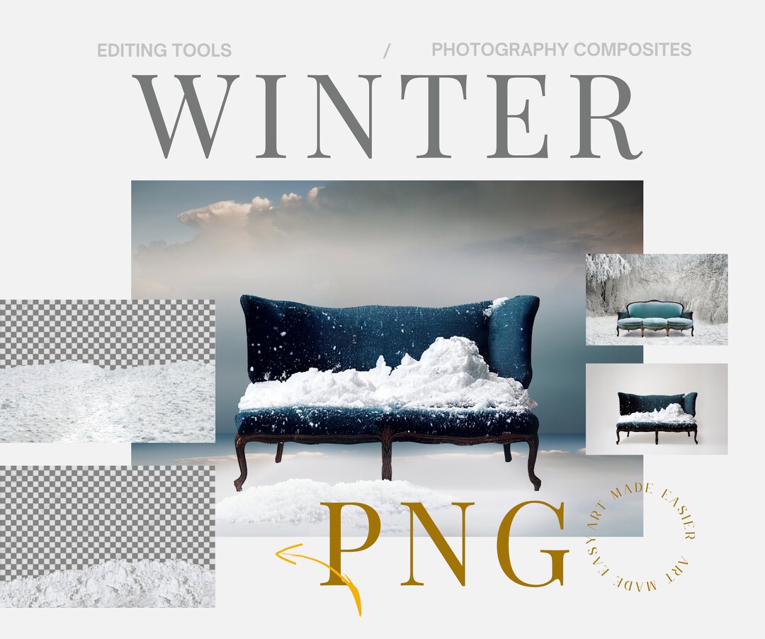 Sofa in the Snow Background Snow PNG Family Portrait Digital Winter ...