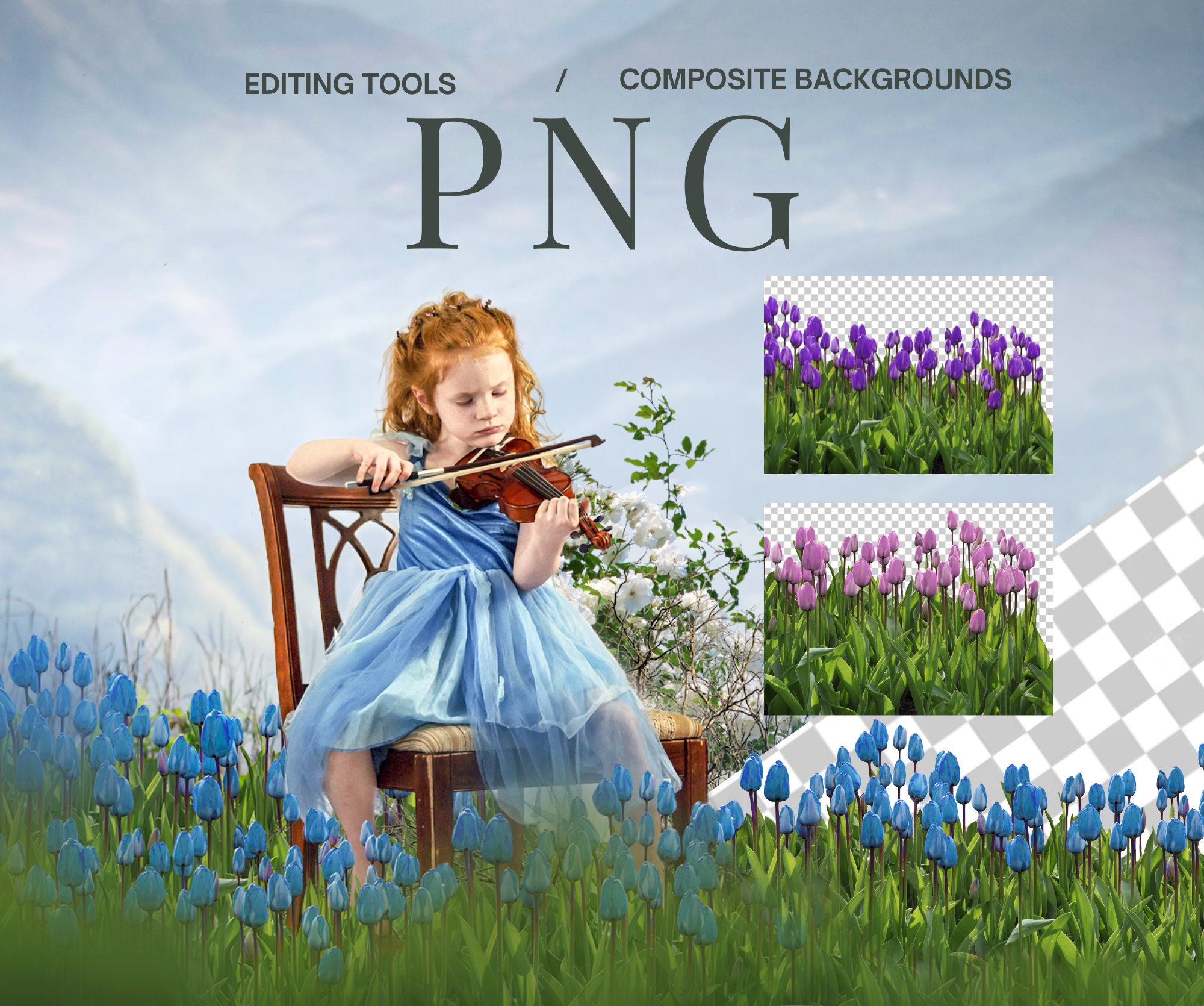 Flower PNG Overlays Floral PNG Digital Tulip Flower Cutout Real Flower ...