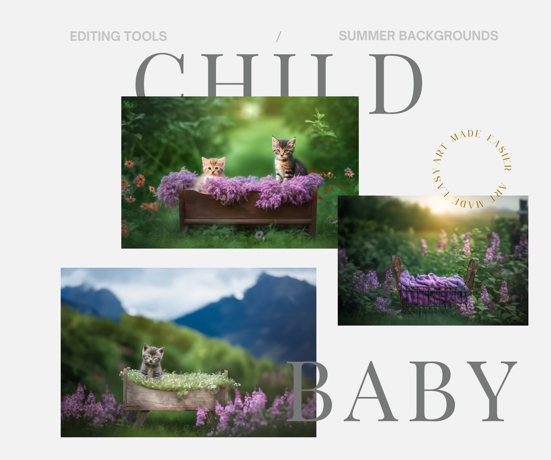 Baby Digital Backdrop Kitten Digital Background Baby Fine Art Composite ...