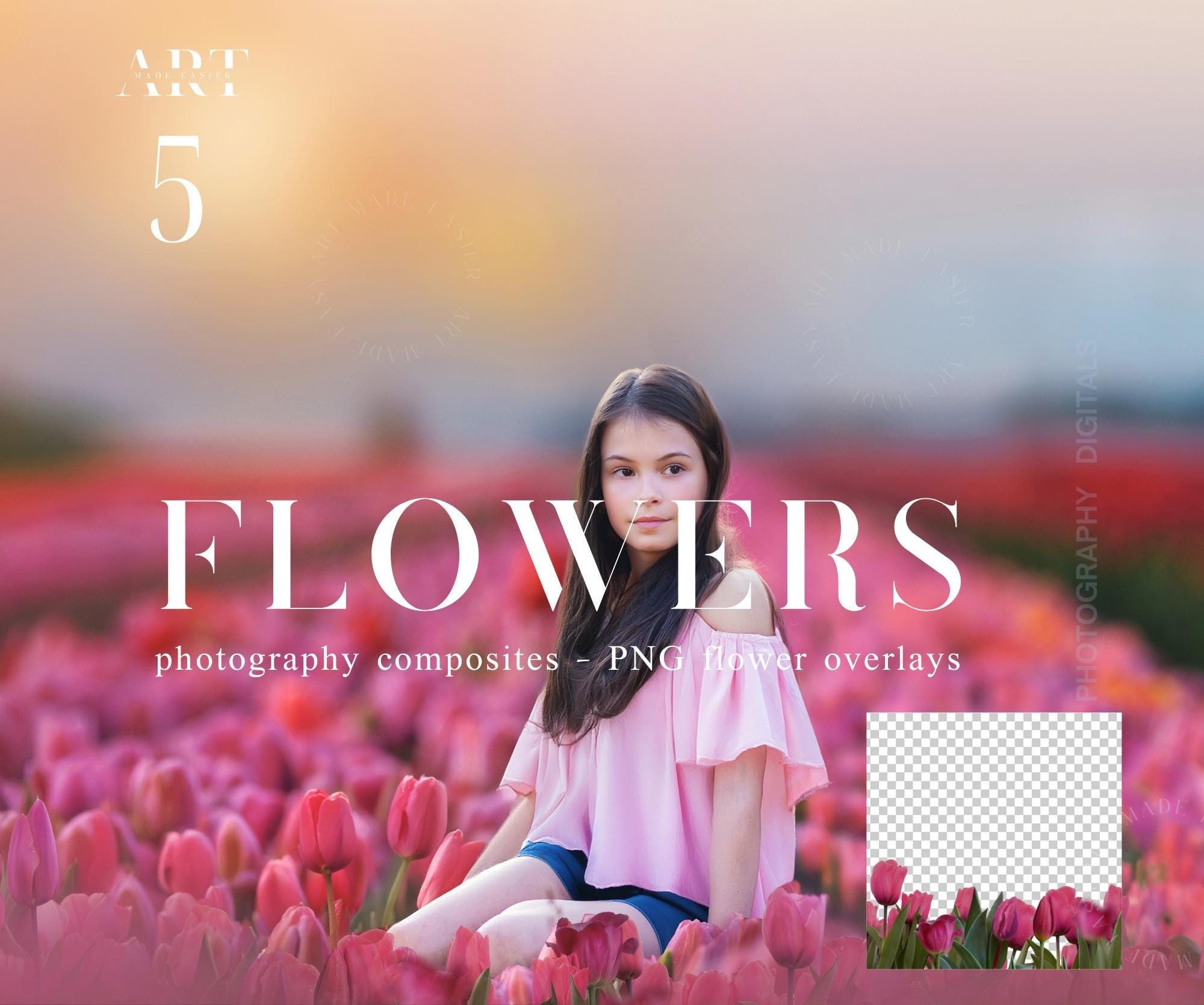 Flower Field Png Tulip Field Overlay Pink Flower Clipart Flower ...