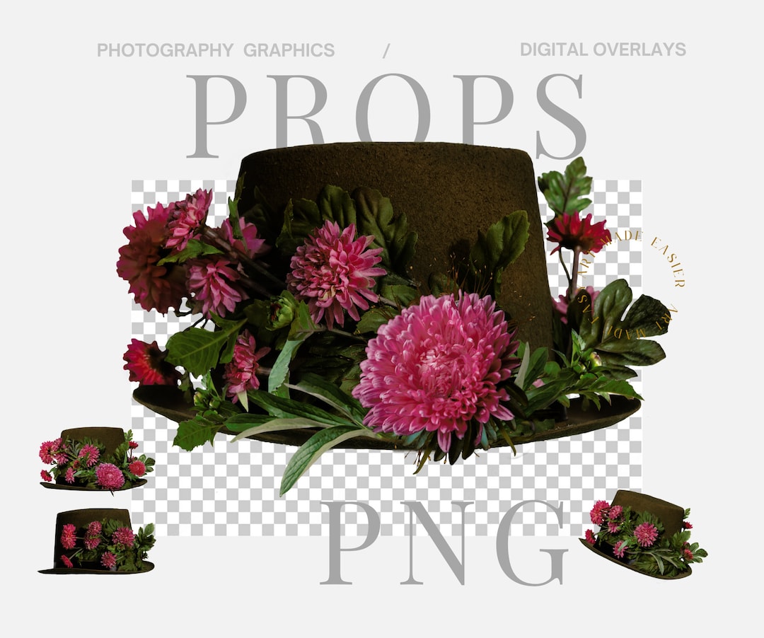 Top Hat Prop Cutout Digital Clothing Steampunk Hats Props Floral Hat ...