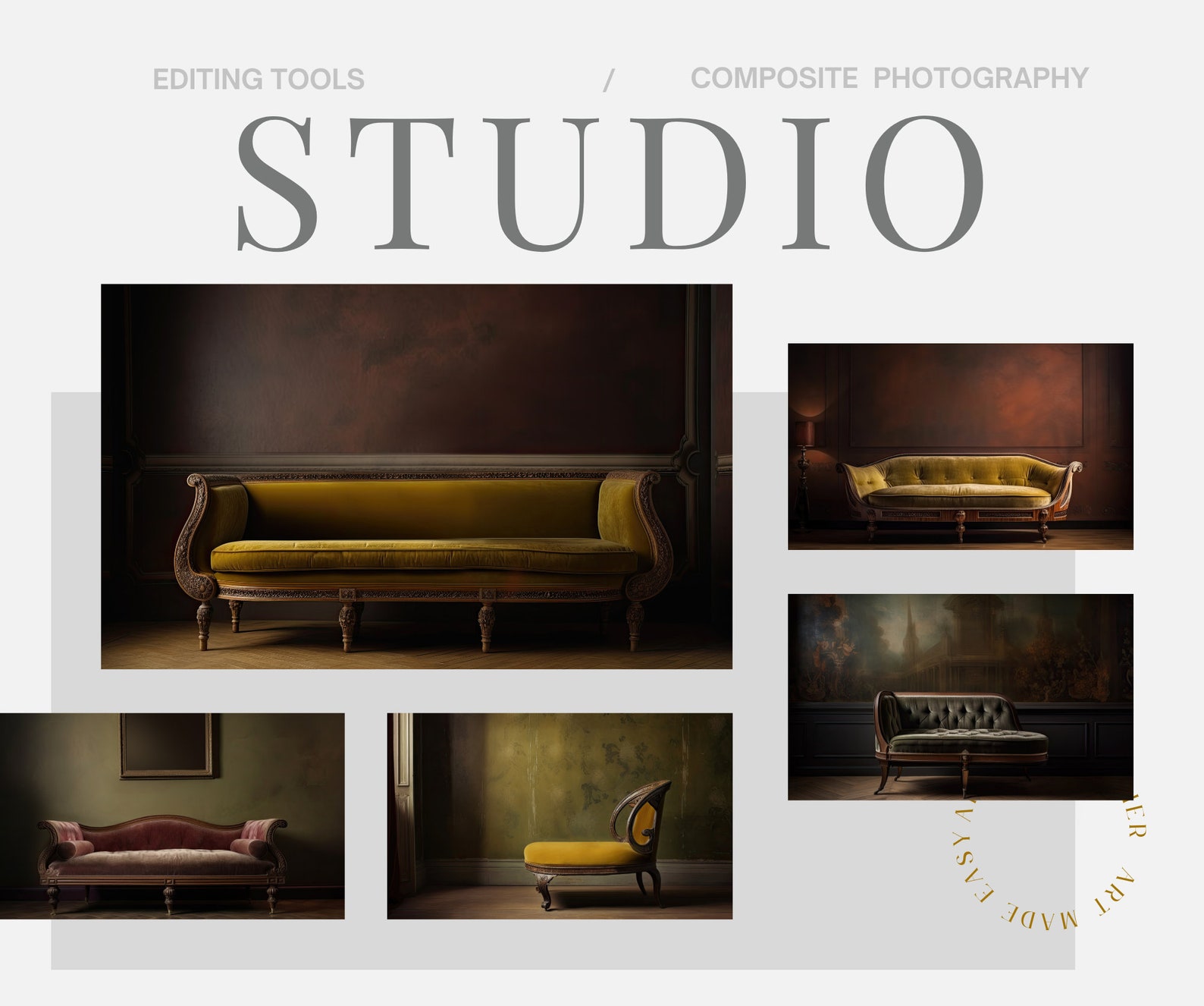 Blank Wall Mockup Digital Frame Backdrop Dark Moody Studio Backdrops ...