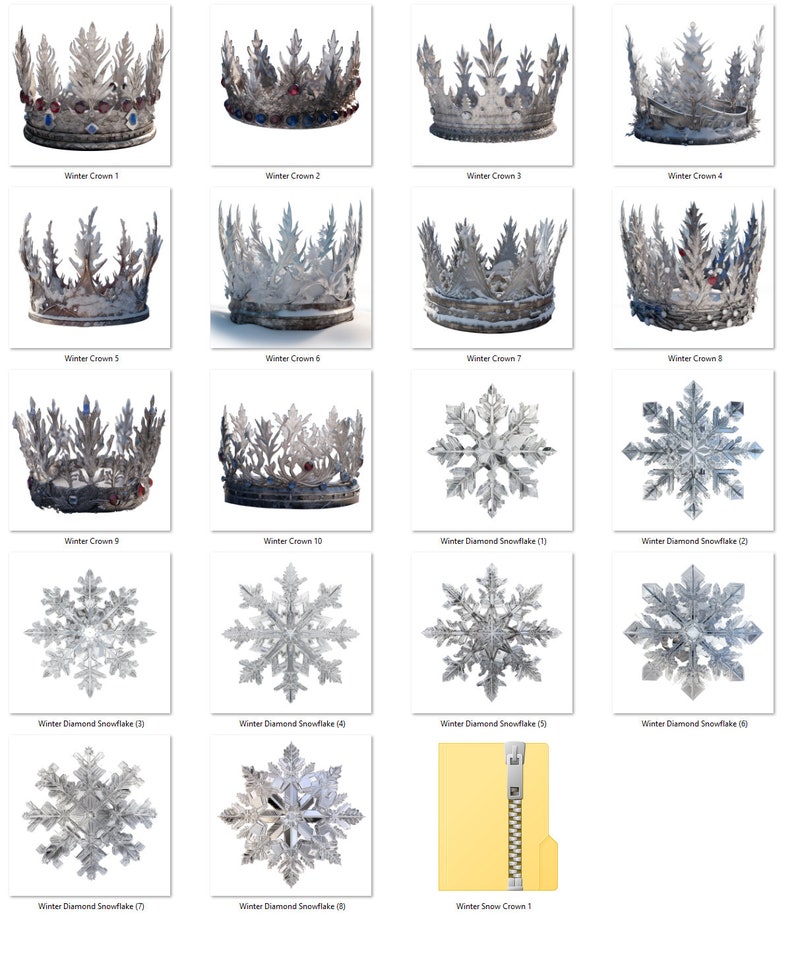Winter Digital Tiara Diamond Digital Headpieces Icy Crowns - Etsy