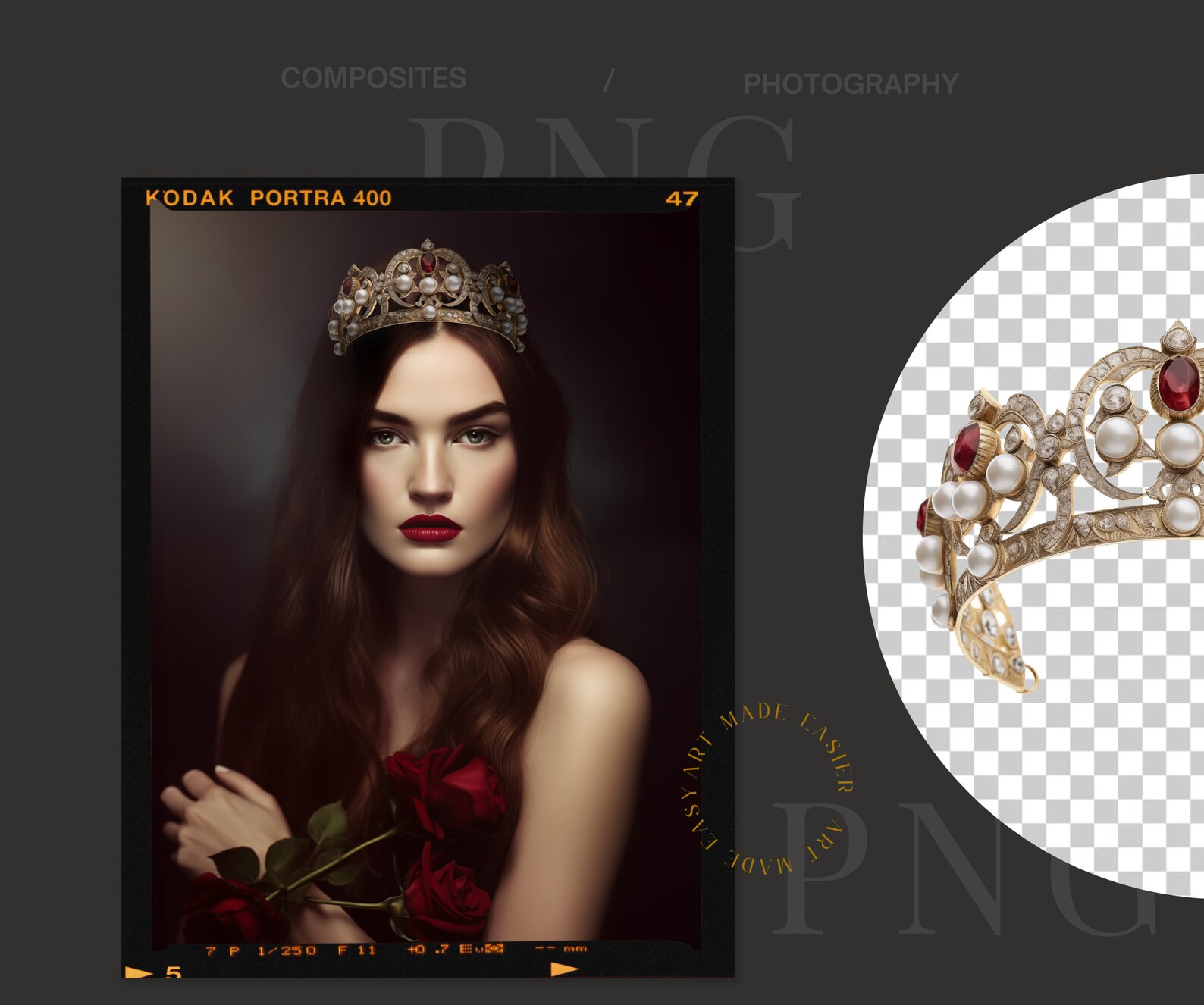 Gold Red Ruby Tiara Bundle PNG Photo Overlay AI Clipart PNG Files Fine ...