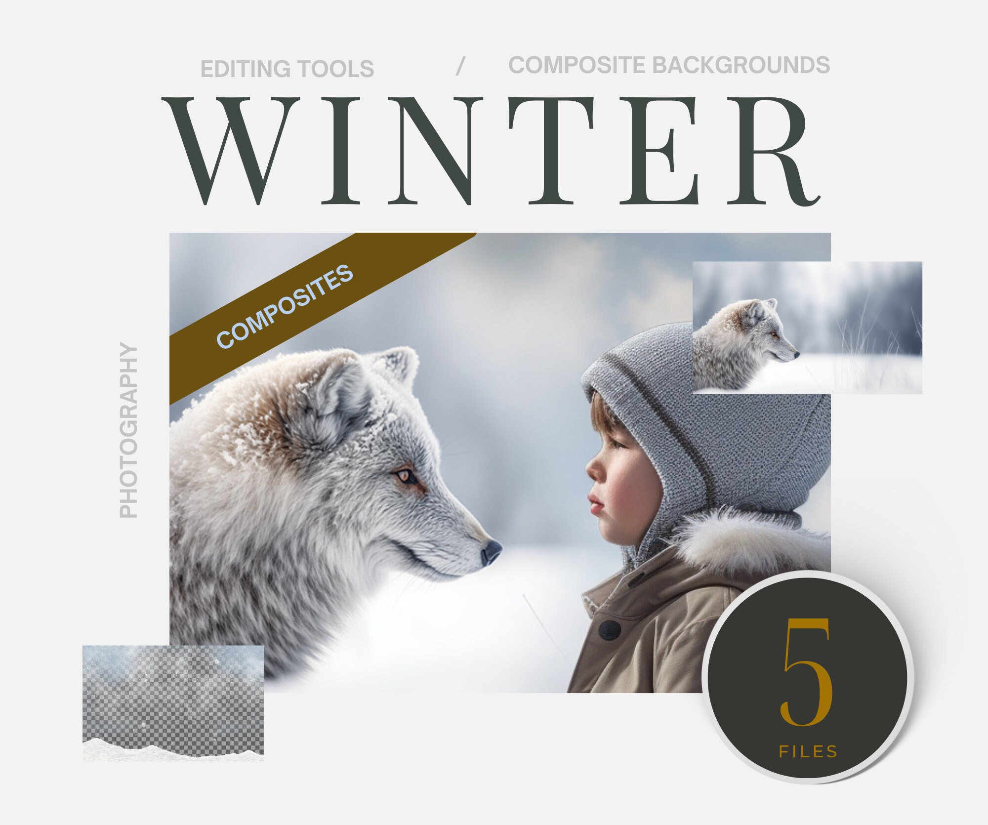 Soft Winter Photography Background Wolf Composite Wolf Child Portrait ...