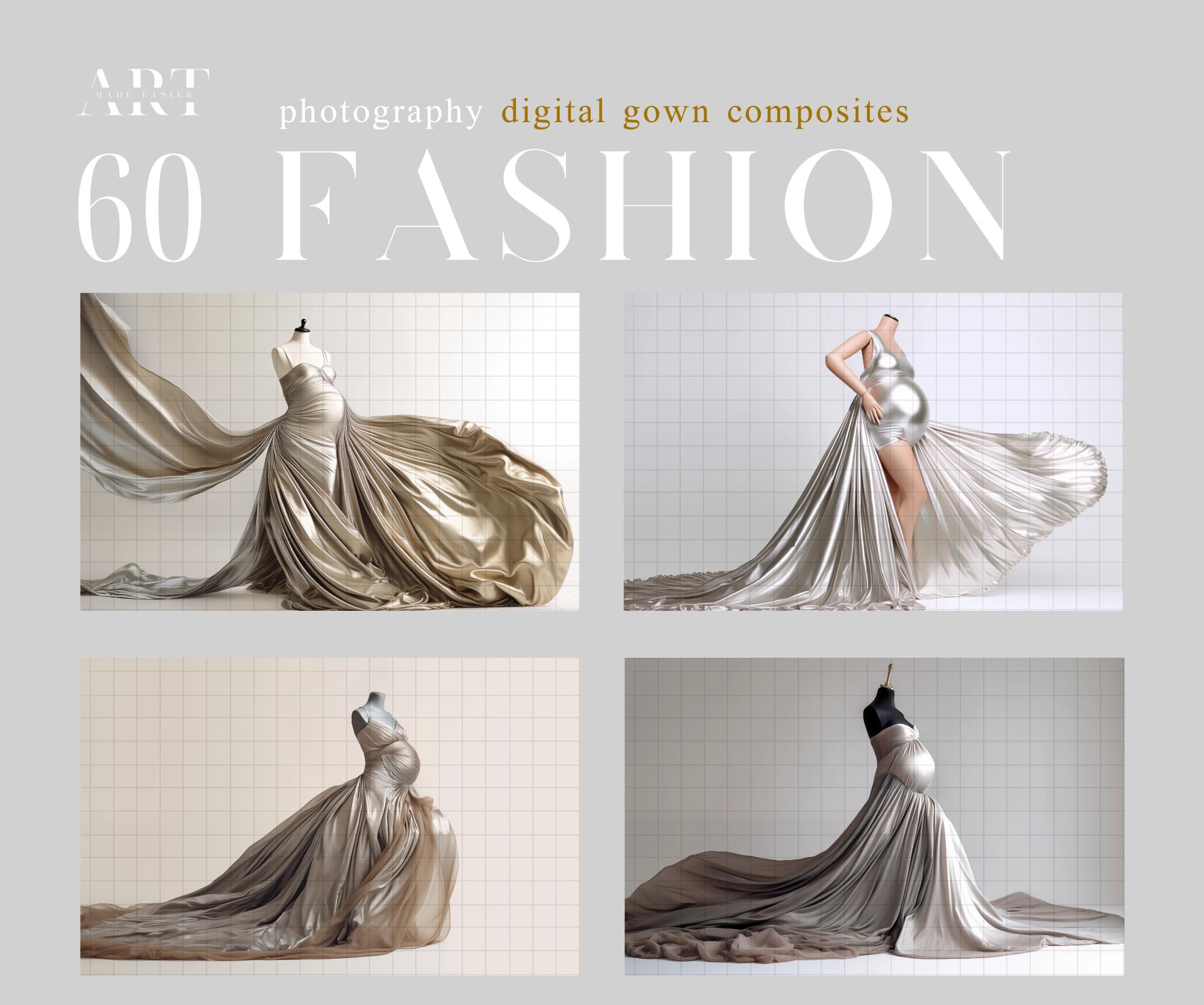 Silver Digital Gown Overlay Fine Art Gown Dress Clipart Flowing Fabric ...