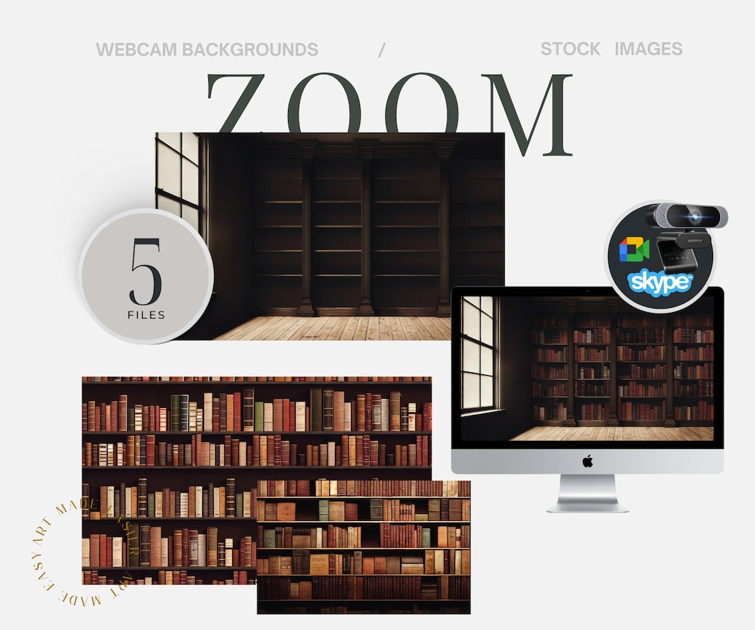 Dark Library Background Office Books Zoom Backgrounds Library Virtual ...