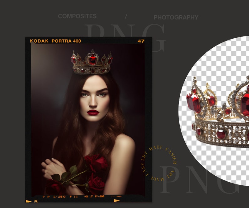 Ruby Crown Tiara PNG Bundle, Red Gold Princess Crowns for Photoshop ...