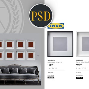 IKEA Frame Wall Mockups Mat Frame Templates Square Frame Mockups Wall ...