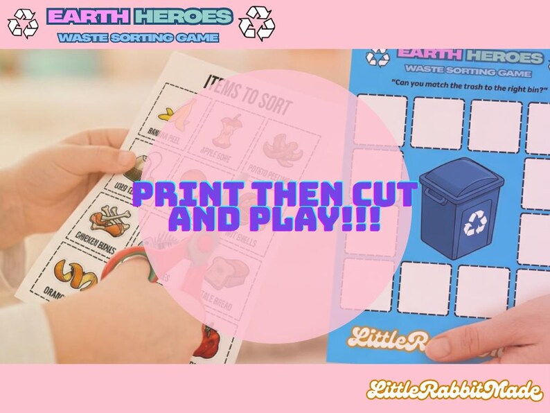 Waste Sorting Game, Printable Recycling Activity, Earth Day Paper Toy ...