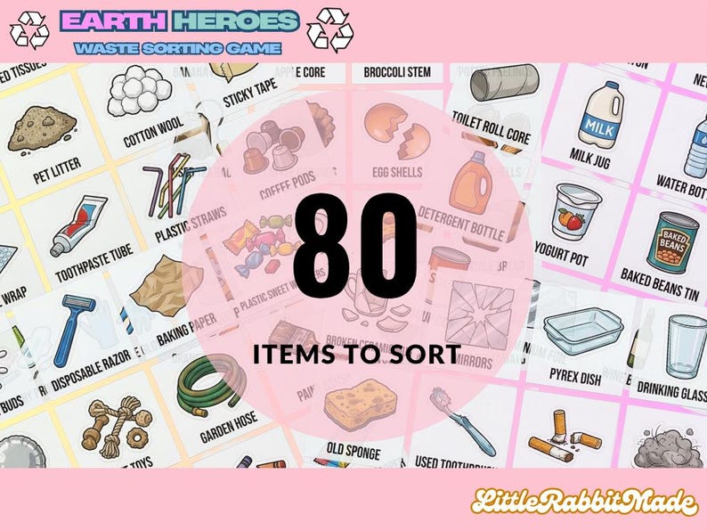 Waste Sorting Game, Printable Recycling Activity, Earth Day Paper Toy ...