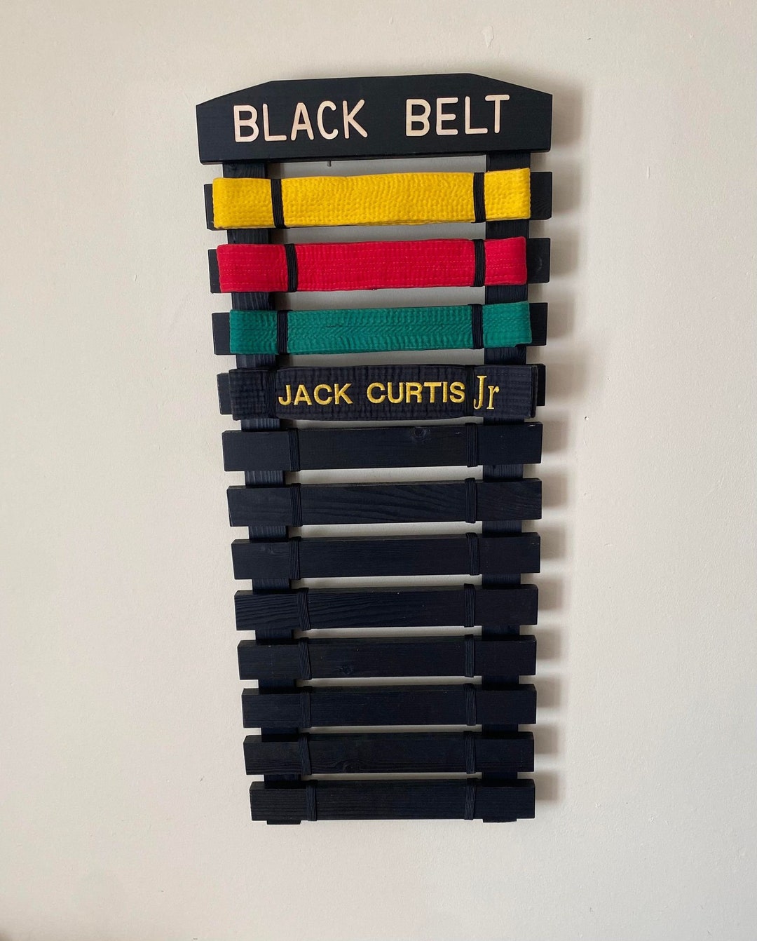 Personalised Taekwondo Belt Display Rack 12 Belt Slats, Karate Judo Mma ...