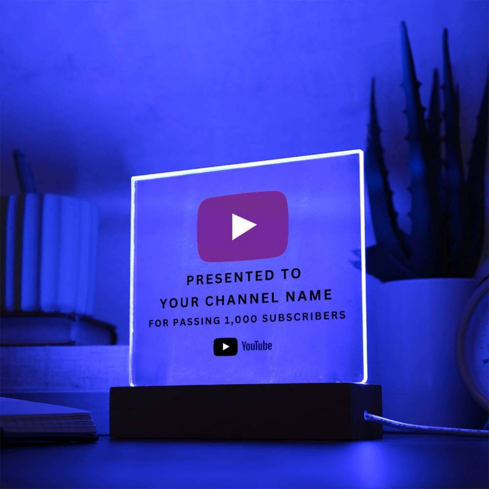 Youtube Play Button Acrylic Plaque, Personalized Gift for Youtuber ...