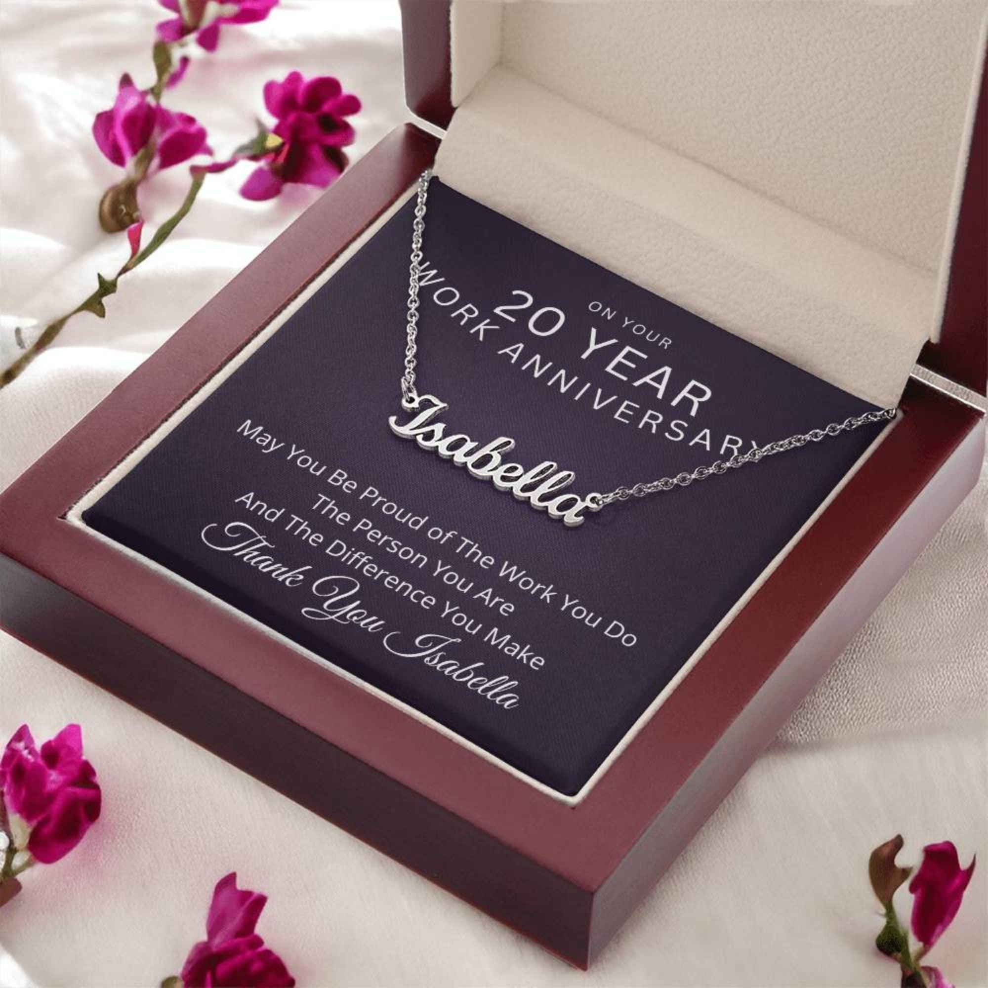 20 Year Work Anniversary Necklace for Women 20 Years of Service Gifts ...