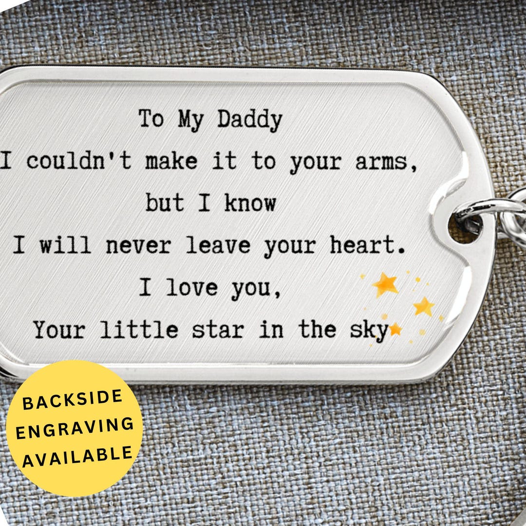 Miscarriage Gift for Dad, Keychain Dog Tag Personalized for Daddy From ...