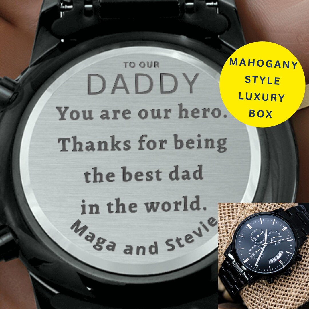 Personalized Daddy Watch – Engraved Gift From Kids, Hero Dad Timepiece ...