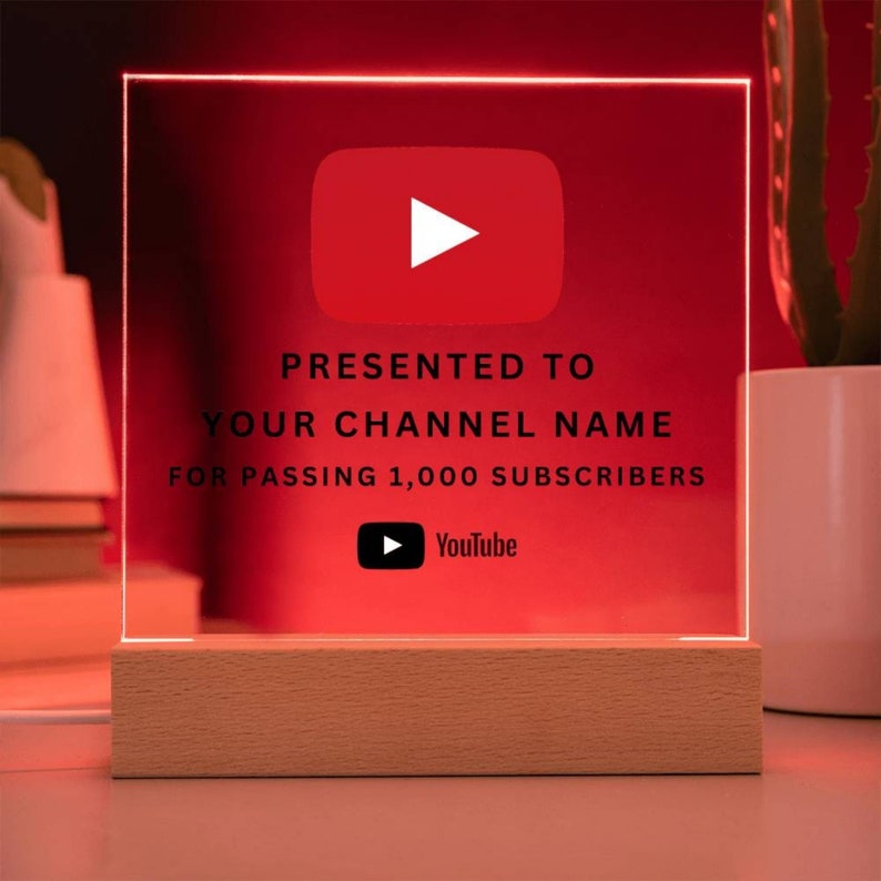 Youtube Play Button Acrylic Plaque, Personalized Gift for Youtuber ...