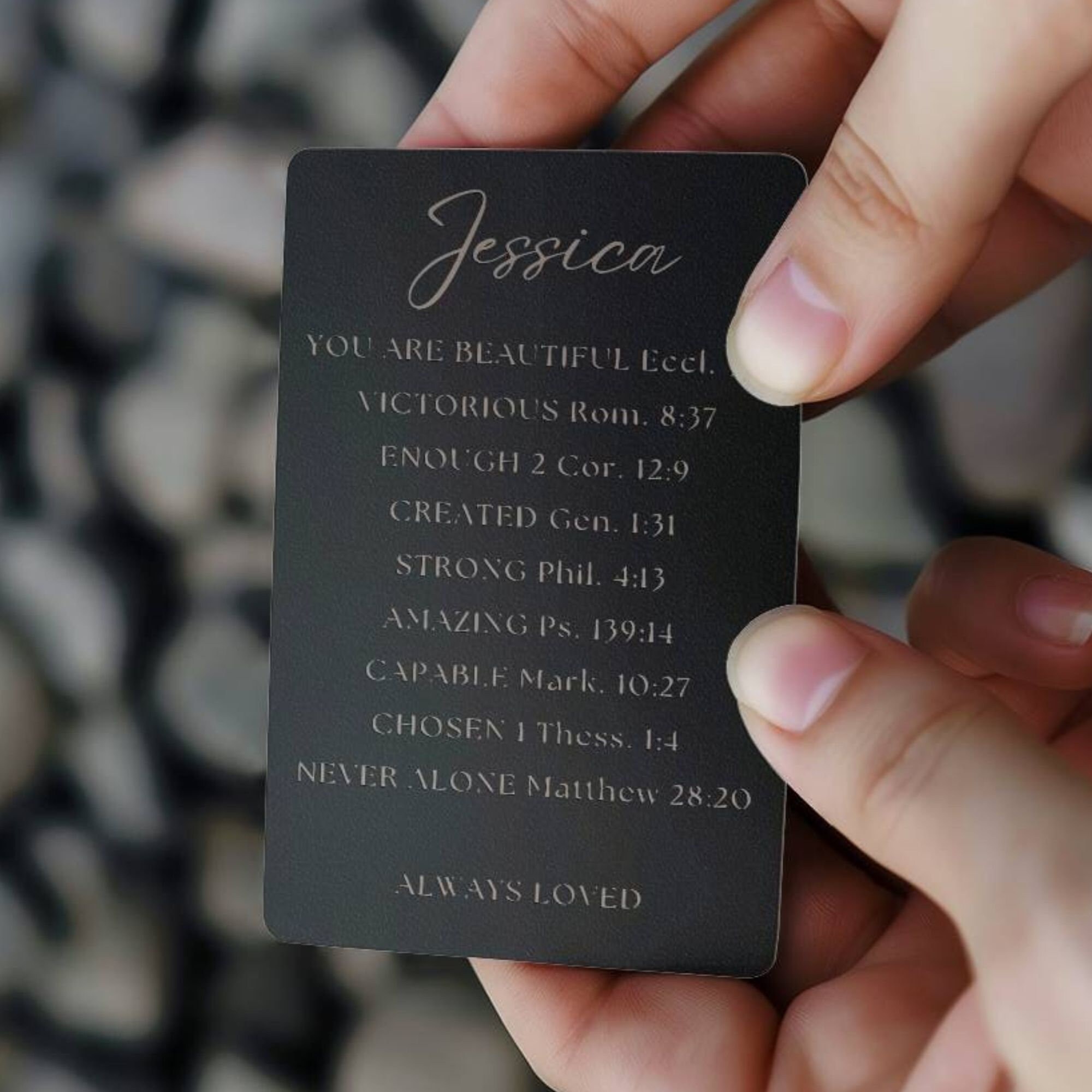 Custom Bible Verse Motivational Stainless Steel Engraved Wallet Card ...