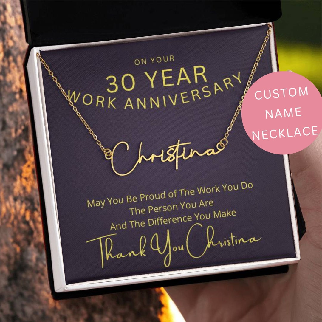 30 Year Work Anniversary Necklace for Women 30 Years of Service Gifts ...