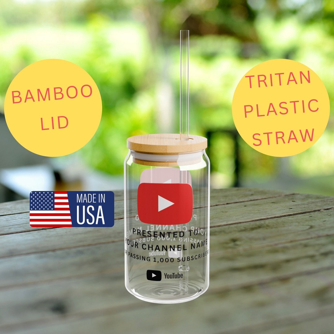 Youtube Play Button Sipper Glass, Personalized Gift for Youtuber ...