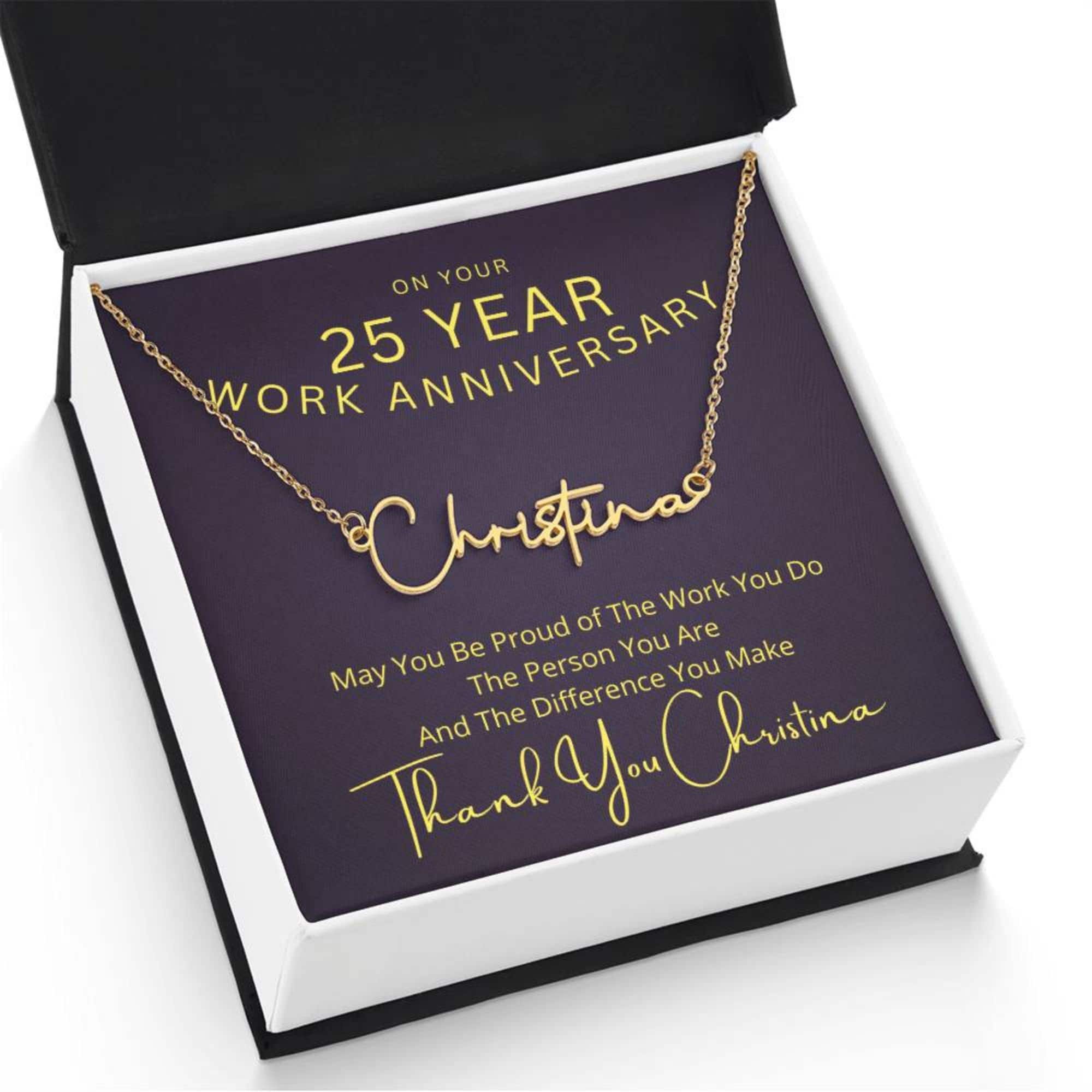 25 Year Work Anniversary Necklace for Women | 25 Years of Service Gifts ...