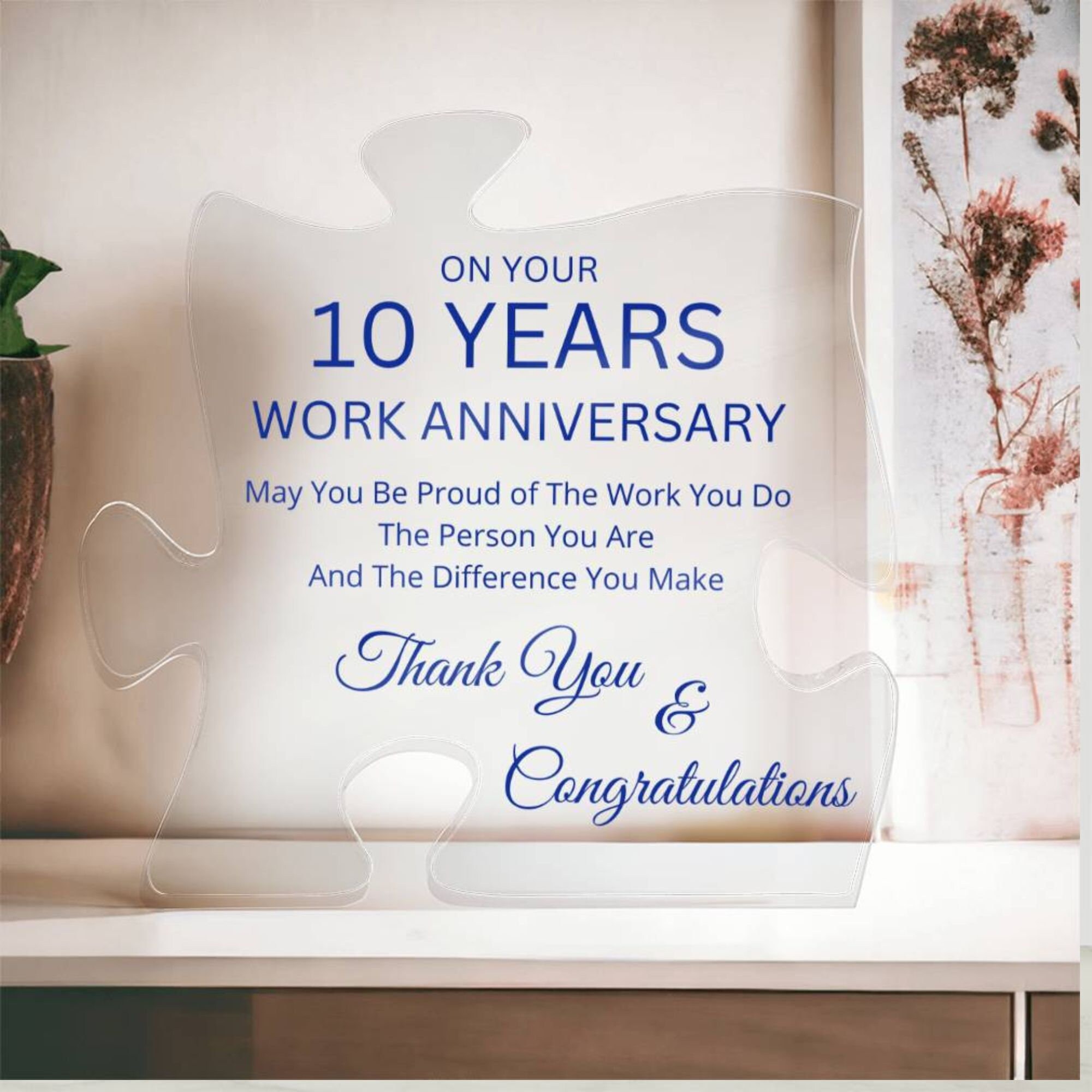 Work Anniversary Plaque, Years of Service, Employee Recognition, Work ...