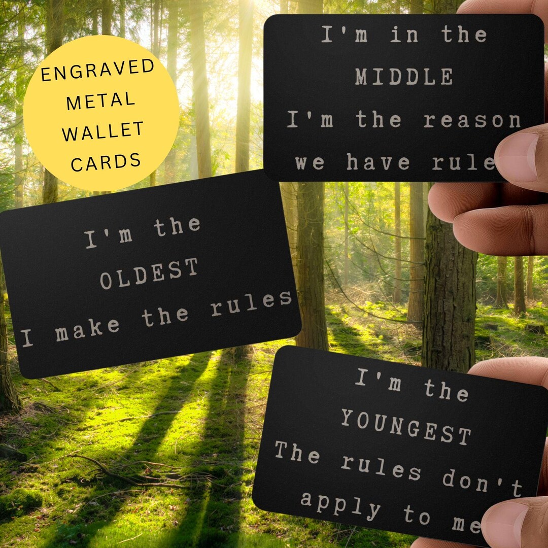 Oldest, Middle, and Youngest Funny Metal Wallet Card, Funny Adult ...