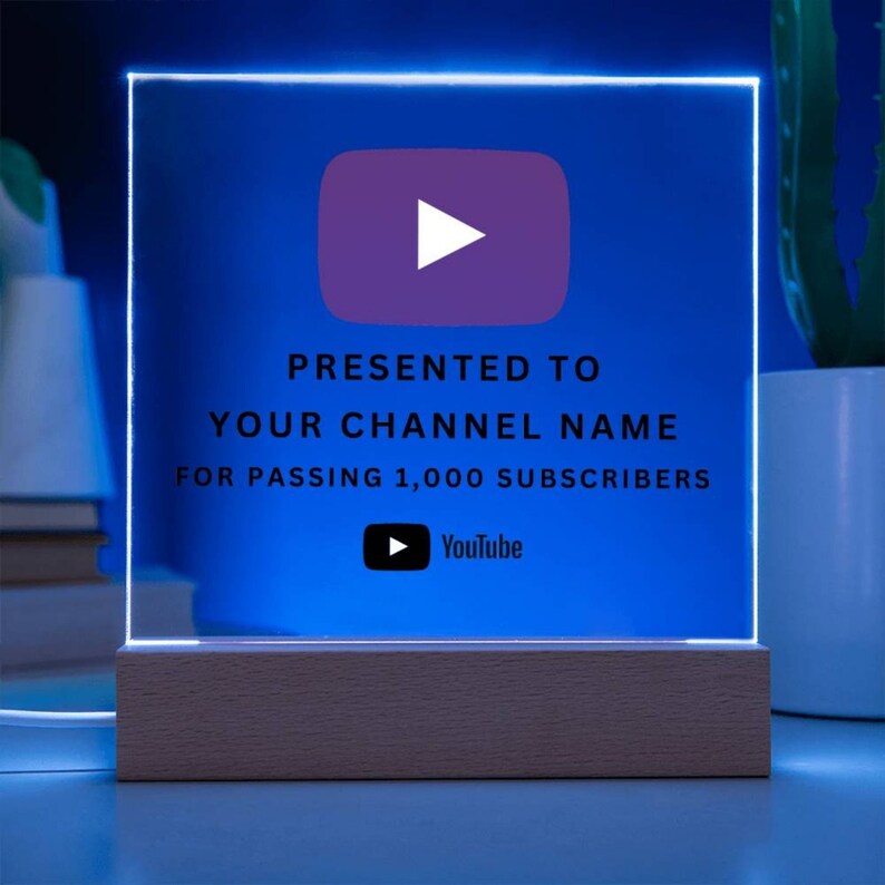 Youtube Play Button Acrylic Plaque, Personalized Gift for Youtuber ...