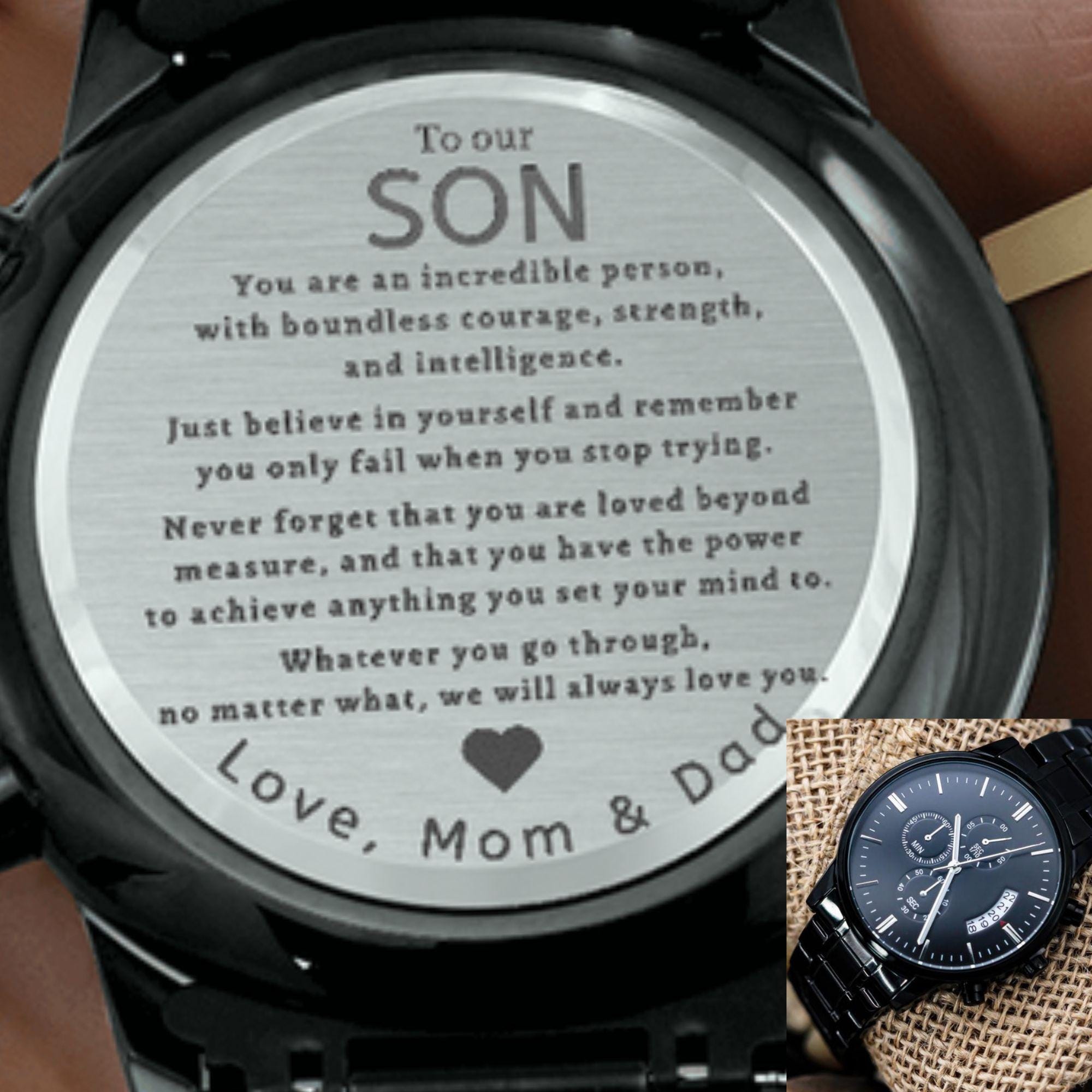 To Our Son Watch From Mom Dad Mother Father, Engraved Inspirational ...