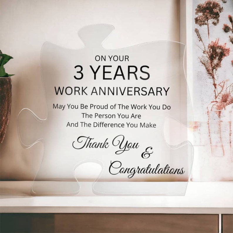 Work Anniversary Plaque, Years of Service, Employee Recognition, Work ...