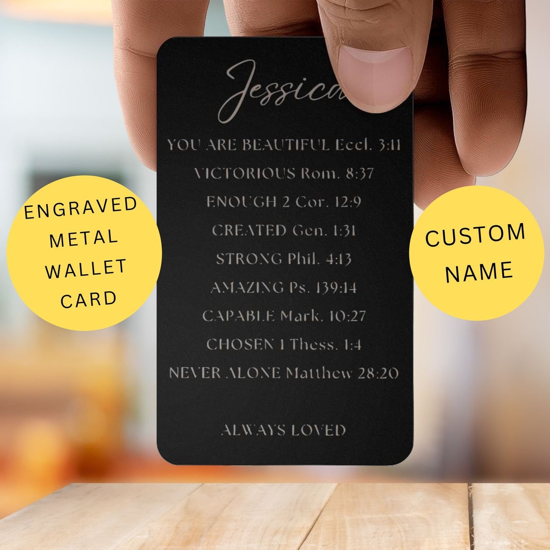 Custom Bible Verse Motivational Stainless Steel Engraved Wallet Card ...