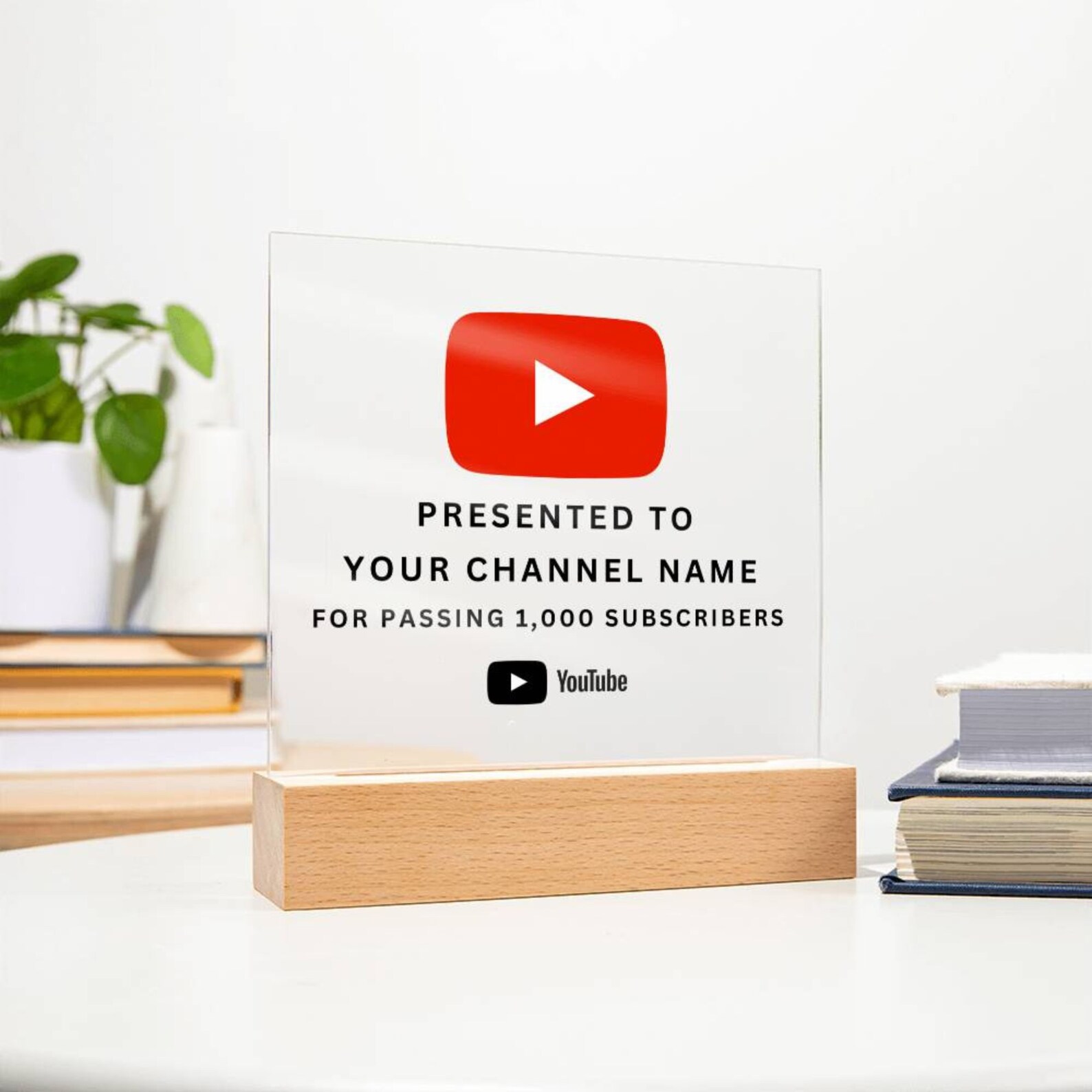 Youtube Play Button Acrylic Plaque, Personalized Gift for Youtuber ...
