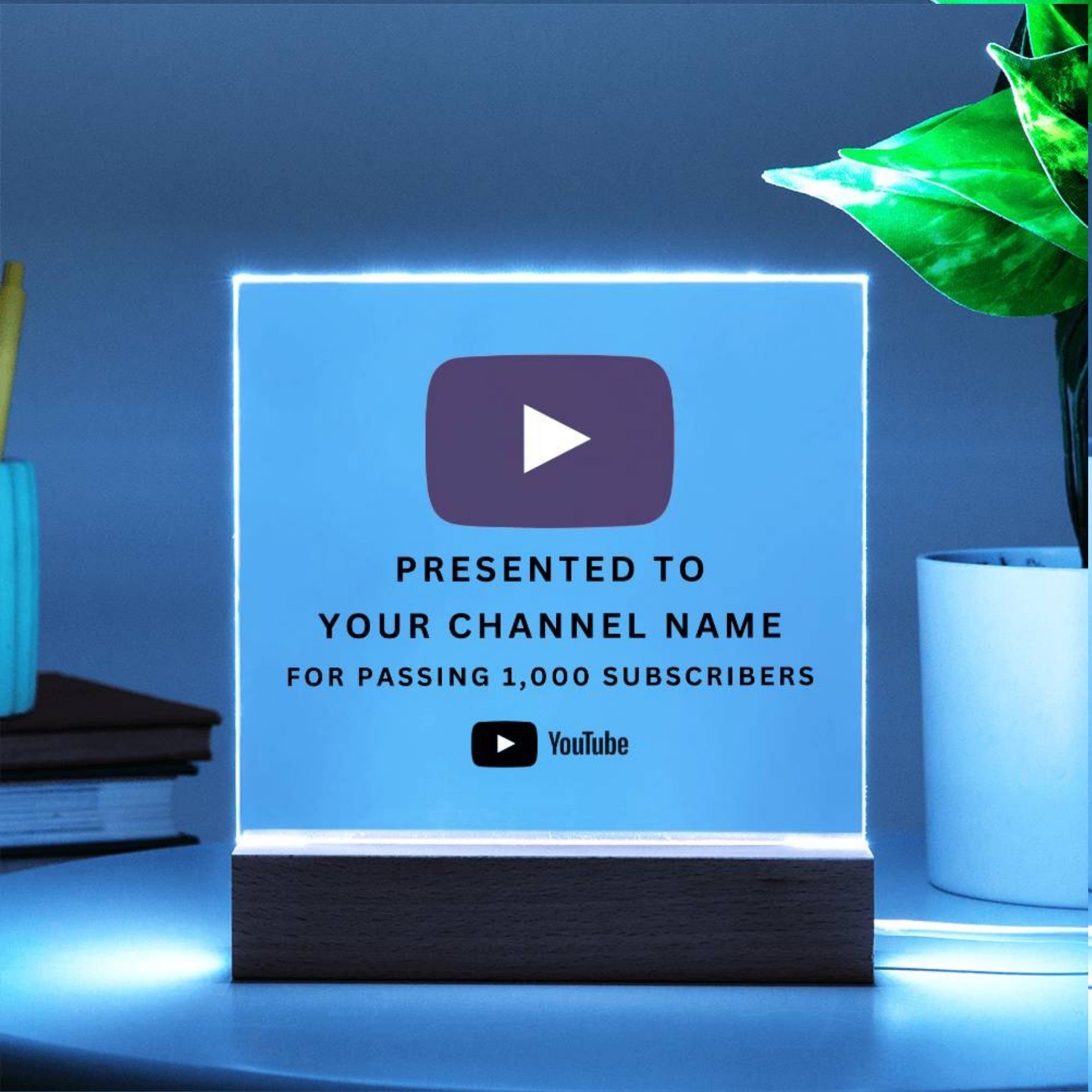 Youtube Play Button Acrylic Plaque, Personalized Gift for Youtuber ...