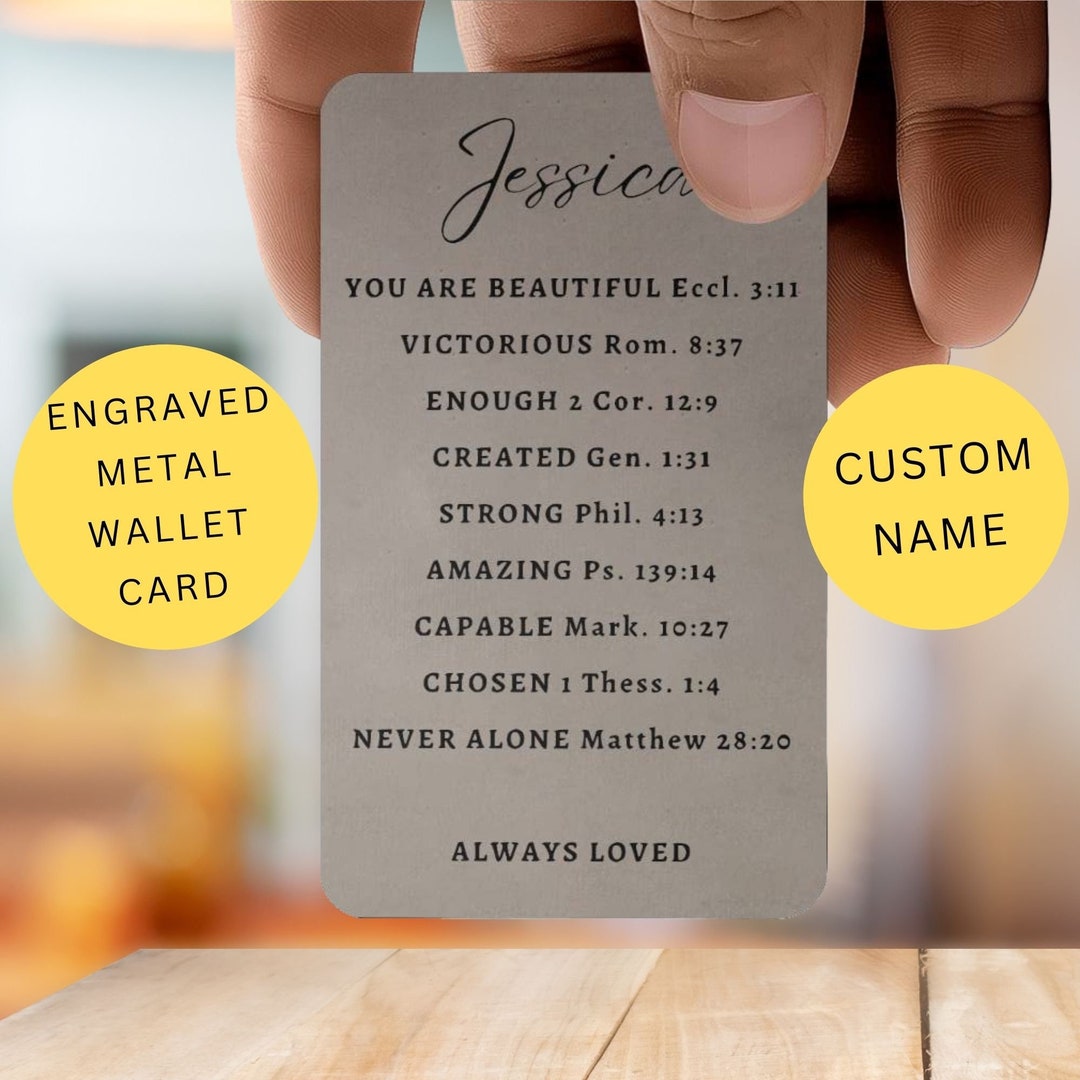 Custom Bible Verse Motivational Stainless Steel Engraved Wallet Card ...