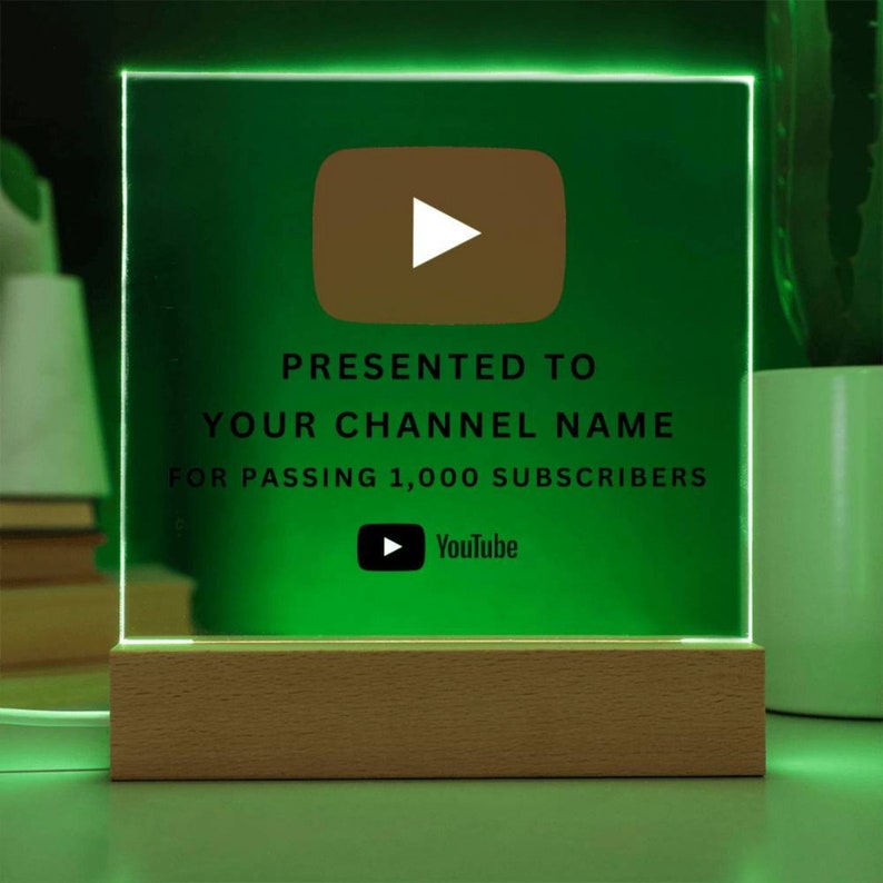 Youtube Play Button Acrylic Plaque, Personalized Gift for Youtuber ...