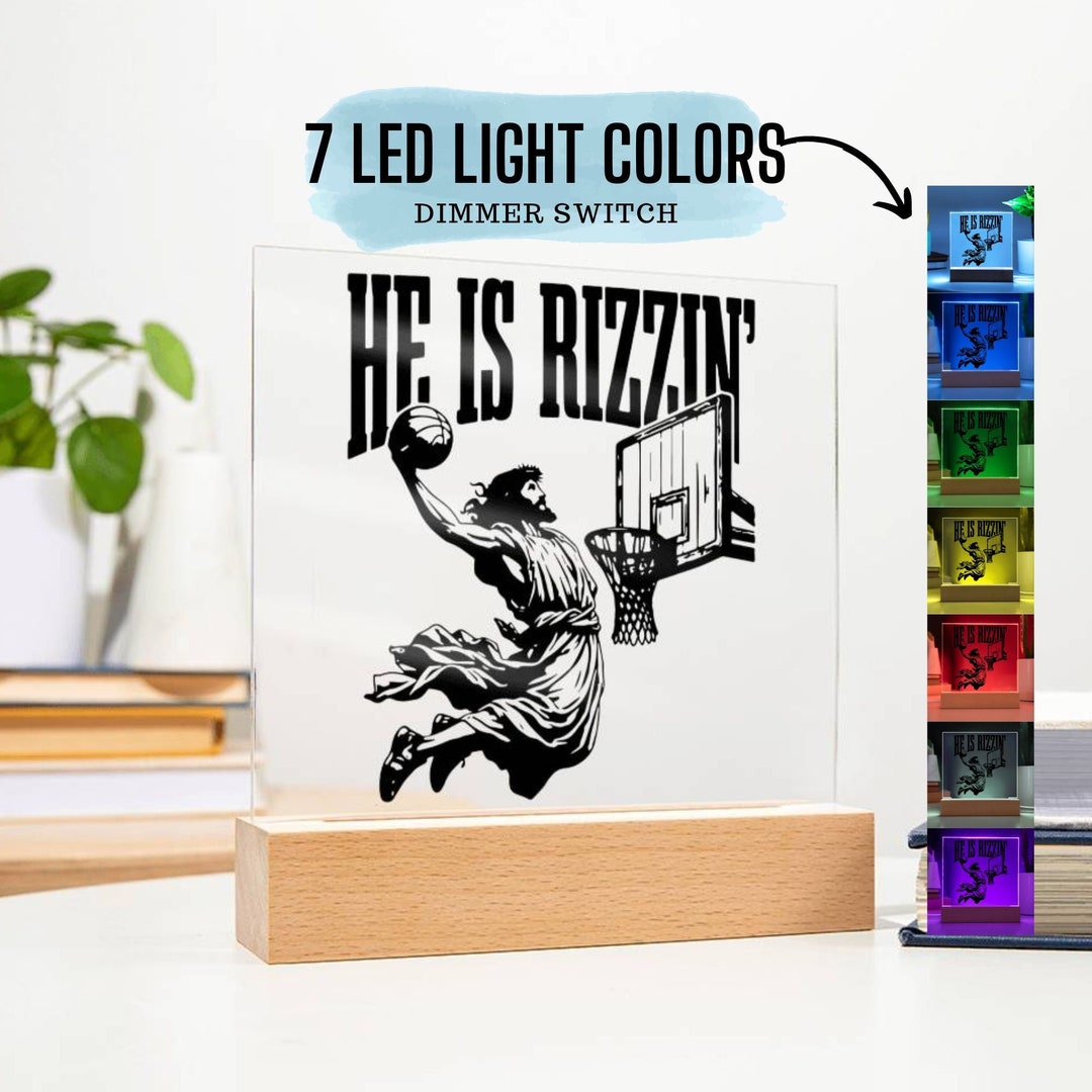 He is Rizzin Funny Jesus Basketball Meme Plaque, Humor Christian Easter ...