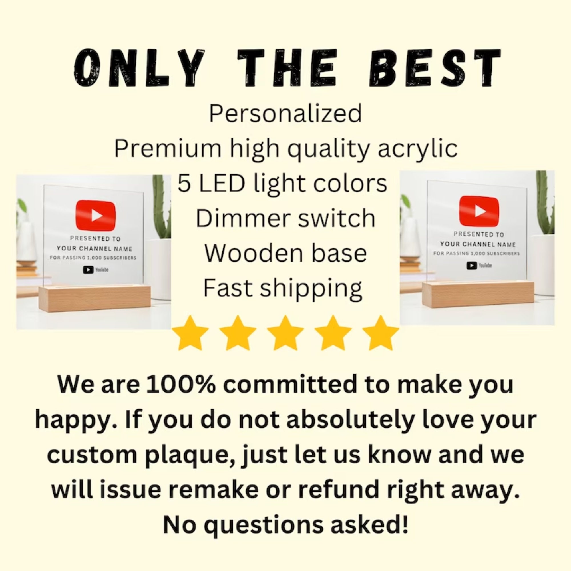 Custom Youtube Mini Plaque, Custom Youtube Play Button , Personalized ...