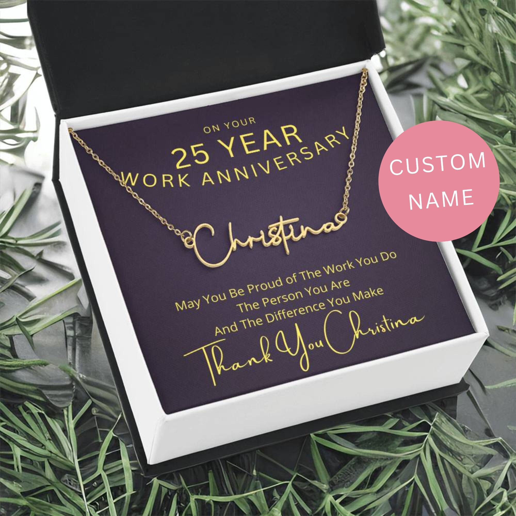 25 Year Work Anniversary Necklace for Women 25 Years of Service Gifts ...