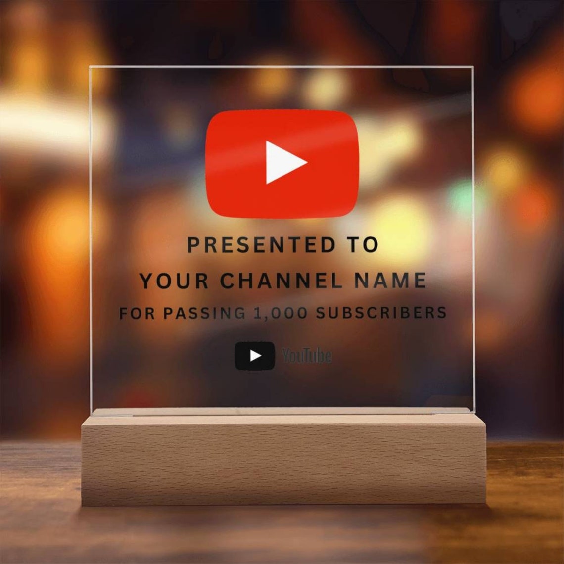Youtube Play Button Acrylic Plaque, Personalized Gift for Youtuber ...