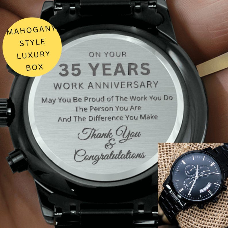 Engraved Watch, 35 Year Work Anniversary Gift Coworker Colleague ...