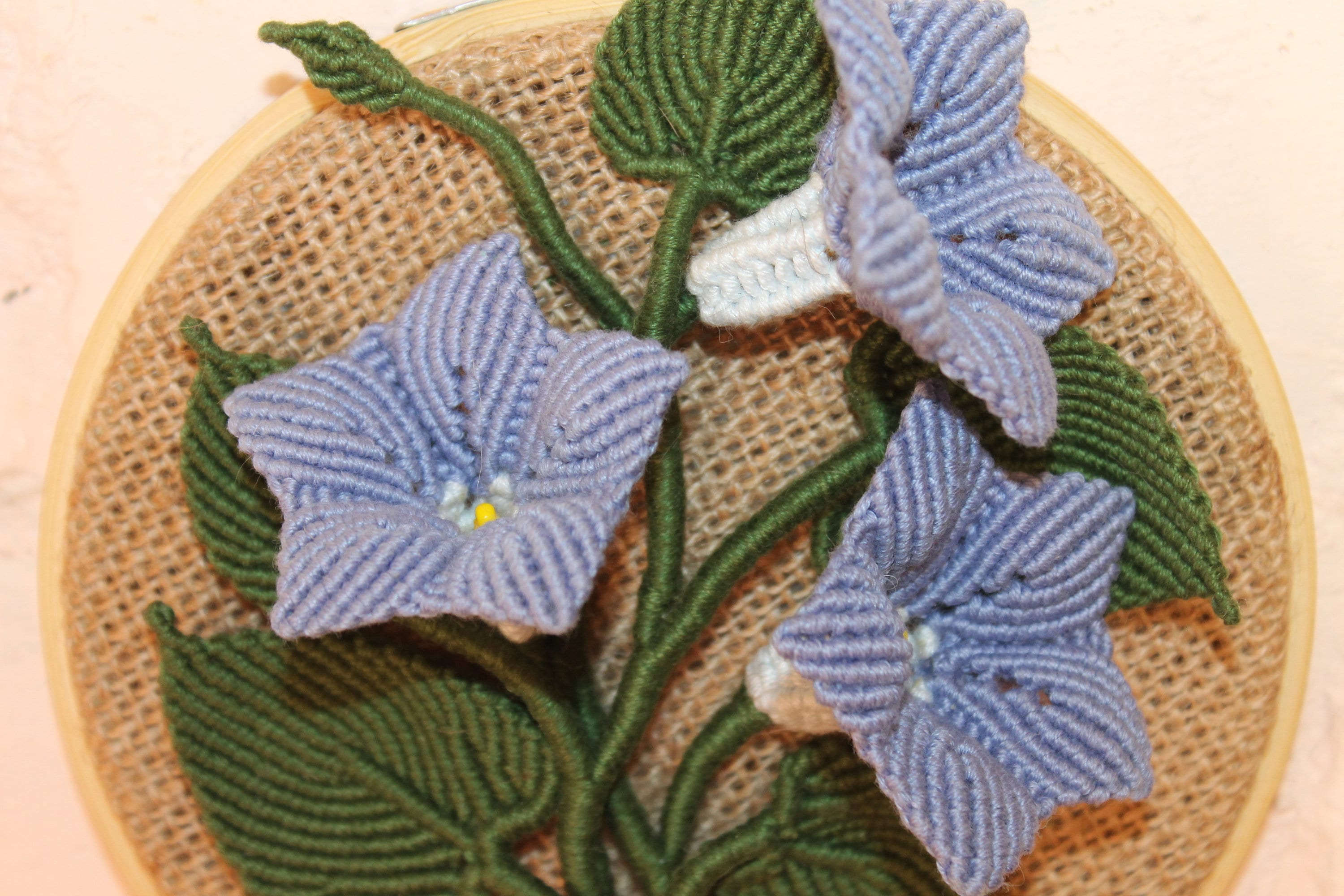 Macrame Bouquet Morning Glory/macrame Miniature/imitation Flowers/wreath Macrame/ DIY Home Decor ...