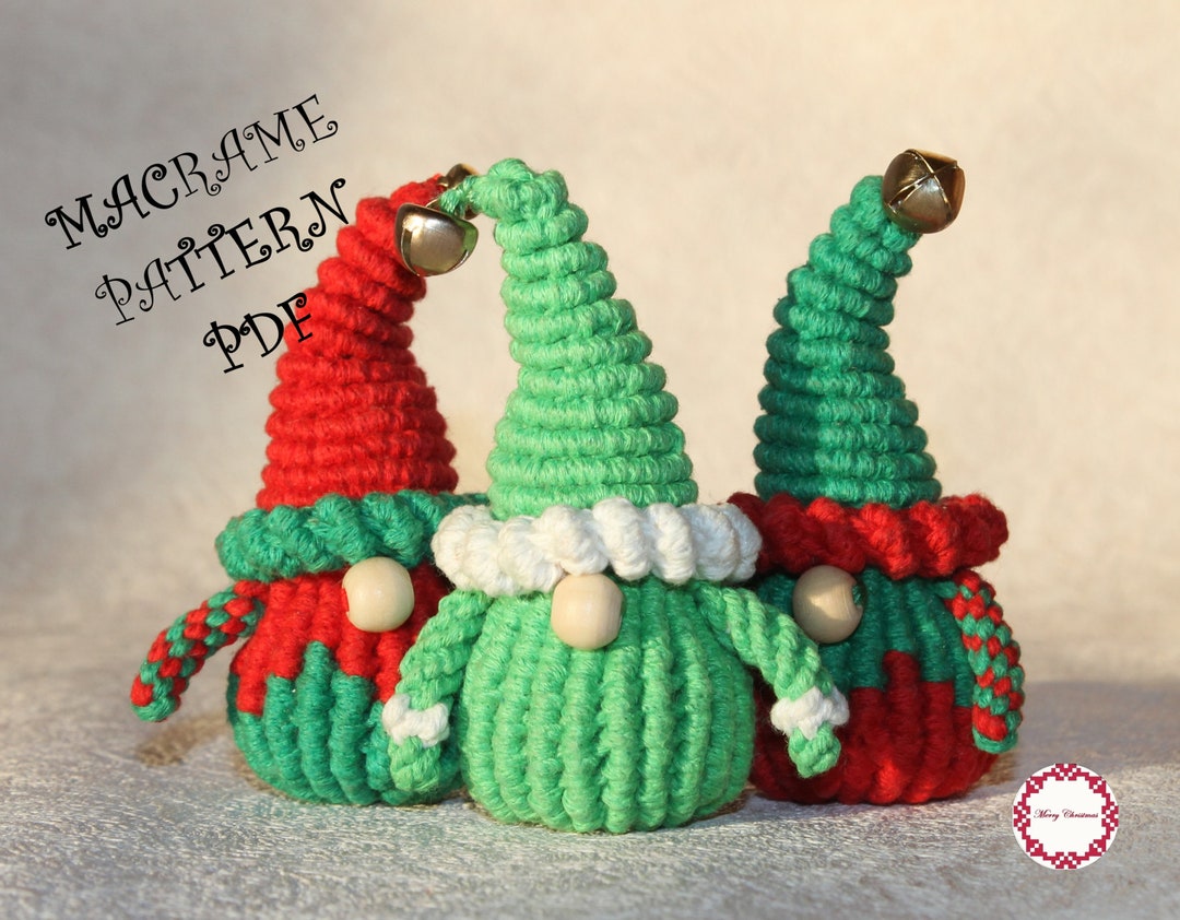 Macrame Pattern Pdf Gnome Christmas Elf / Macrame Toy/ Volume Macrame ...