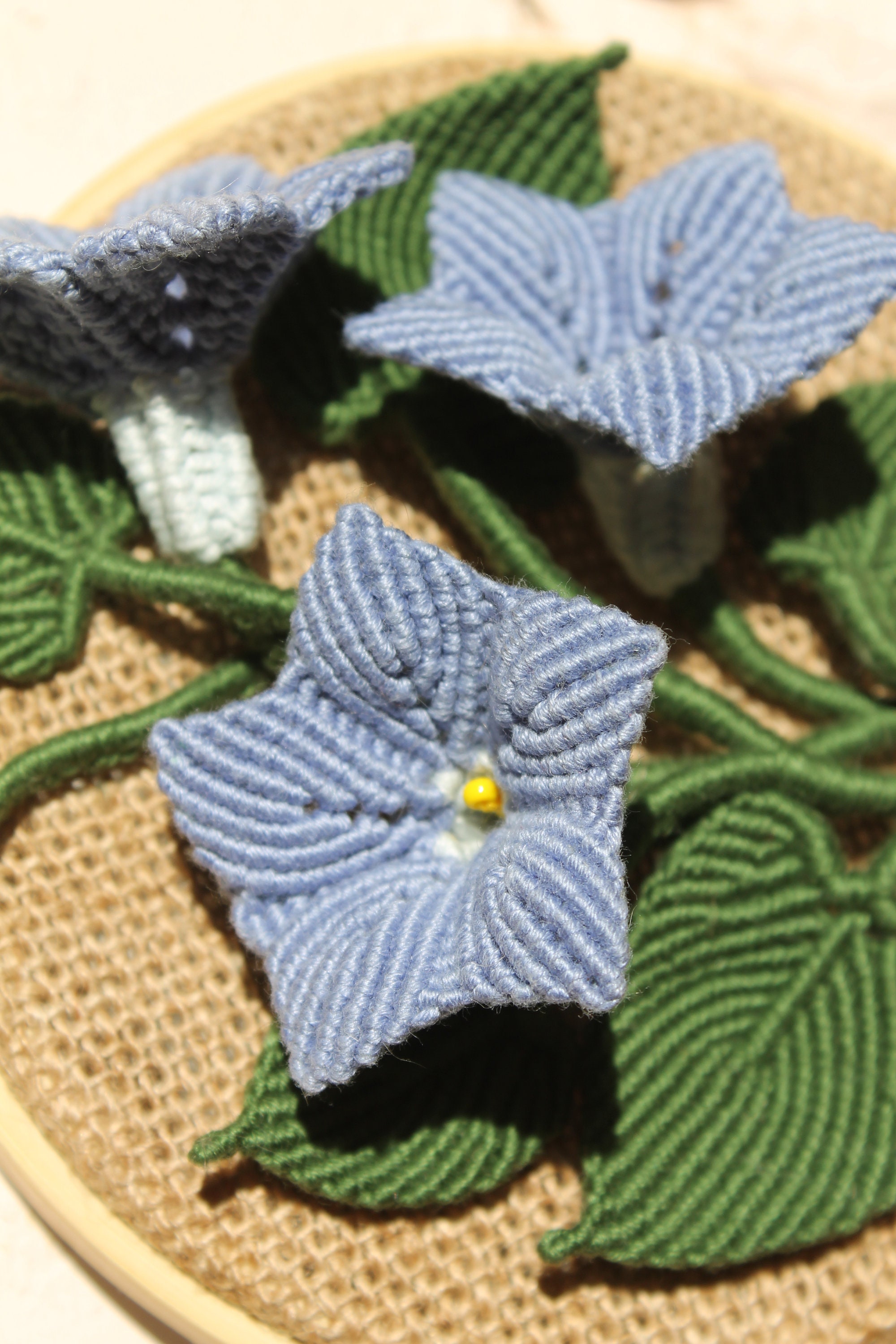Macrame Bouquet Morning Glory/macrame Miniature/imitation Flowers ...