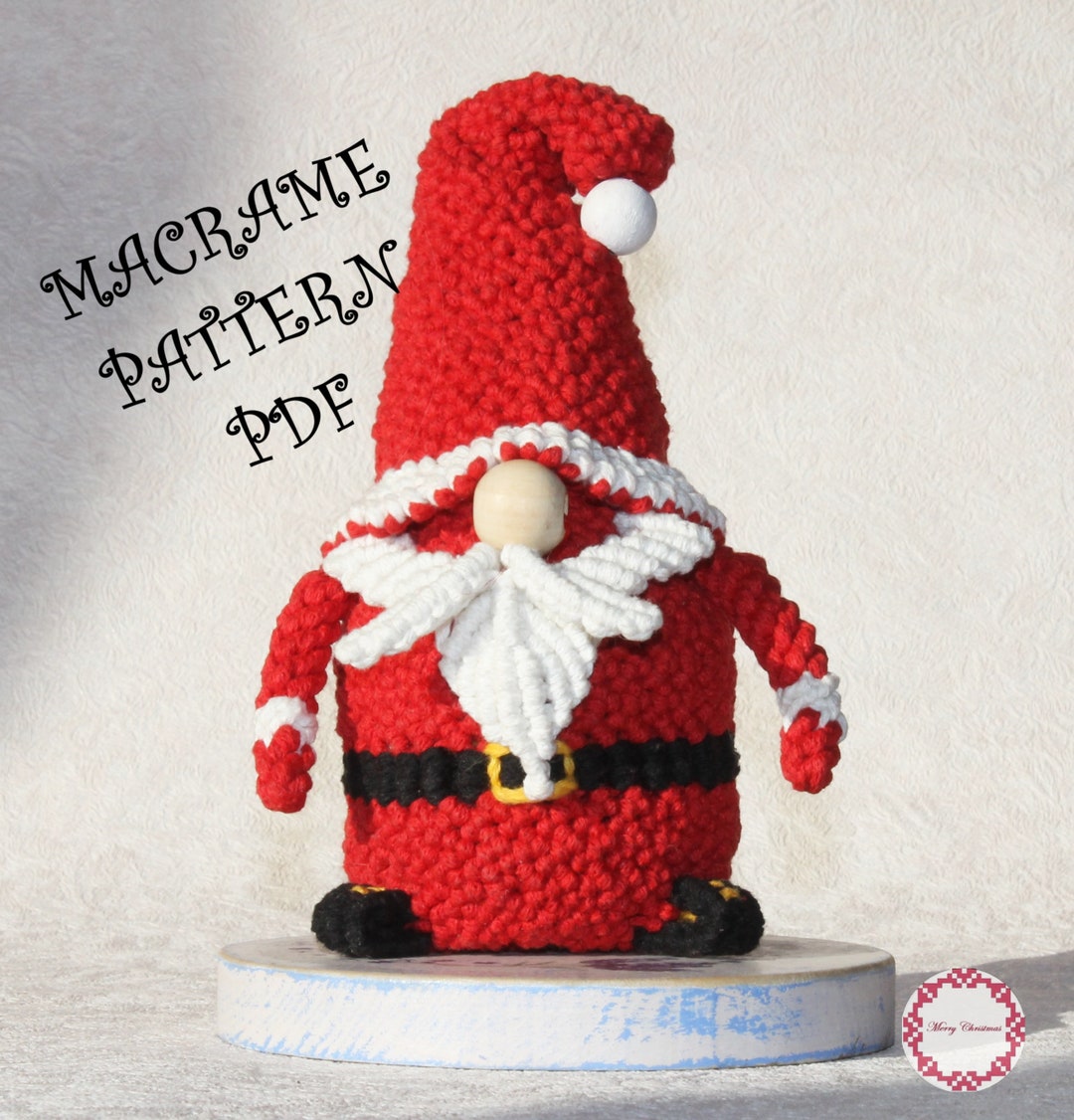Macrame Pattern Pdf Gnome Santa Claus / Macrame Toy/ Volume Macrame ...
