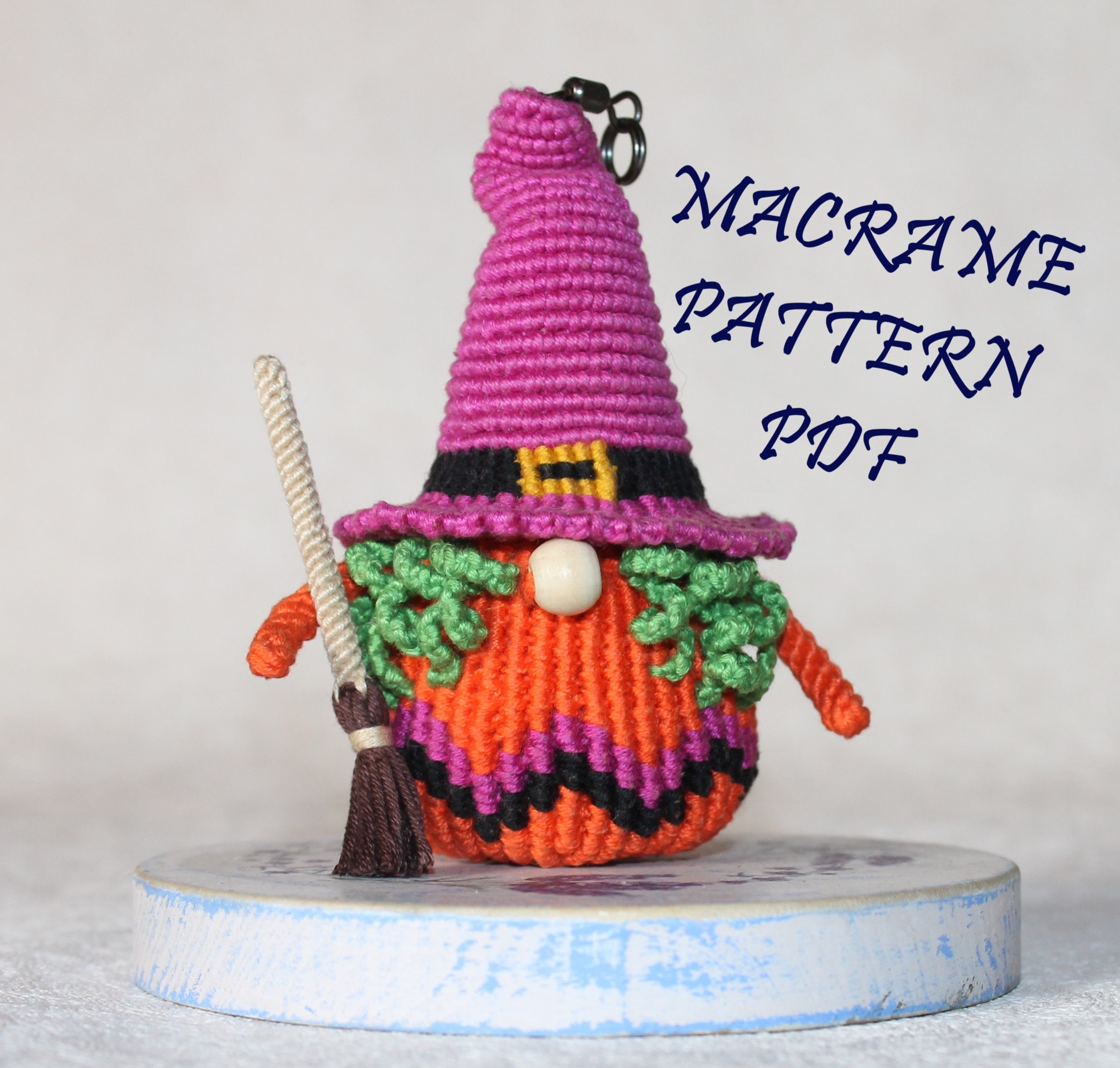Macrame Witch Gnome/macrame Toy/macrame Pattern Pdf/ Volume Macrame/ Keychain Macrame/modern ...