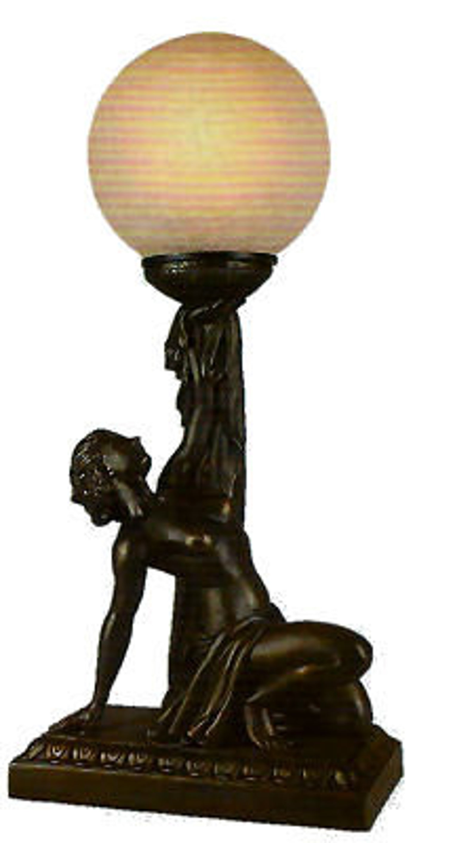 Kneeling Lady Upholding Ball Lamp Art Deco Lamp Table Lamp - Etsy