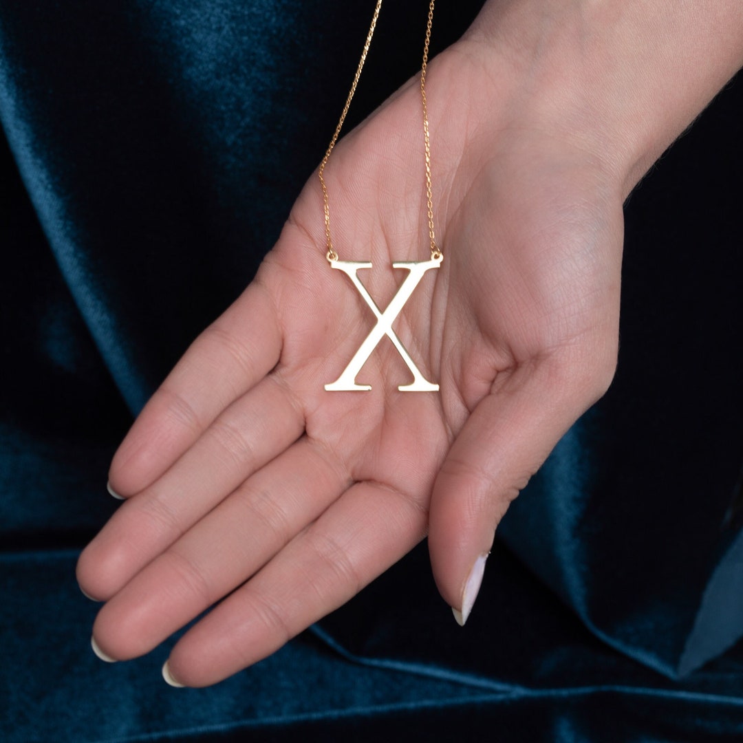 Alexis Rose Large Initial Necklace, Personalized Big Letter Necklace ...