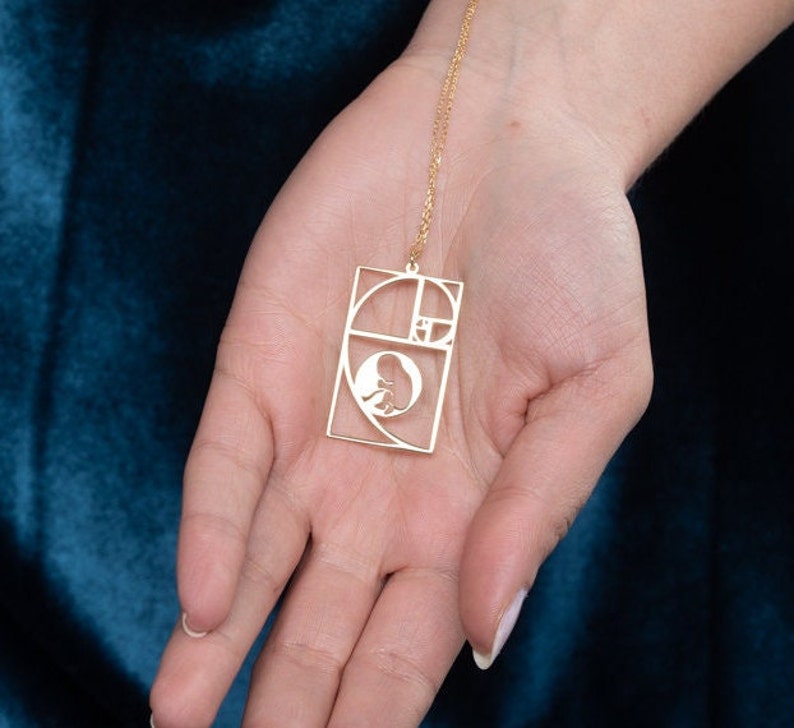 Golden Ratio Necklace With Fetus Gold Fibonacci Necklace Baby - Etsy