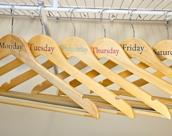 Wooden Weekday Hangers Days of the Week Clothes Hangers Set of 5 Outfit ...